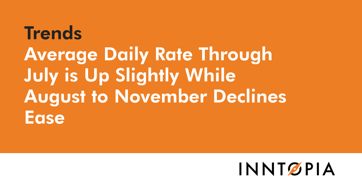 Average Daily Rate Through July is Up Slightly While August to November ...